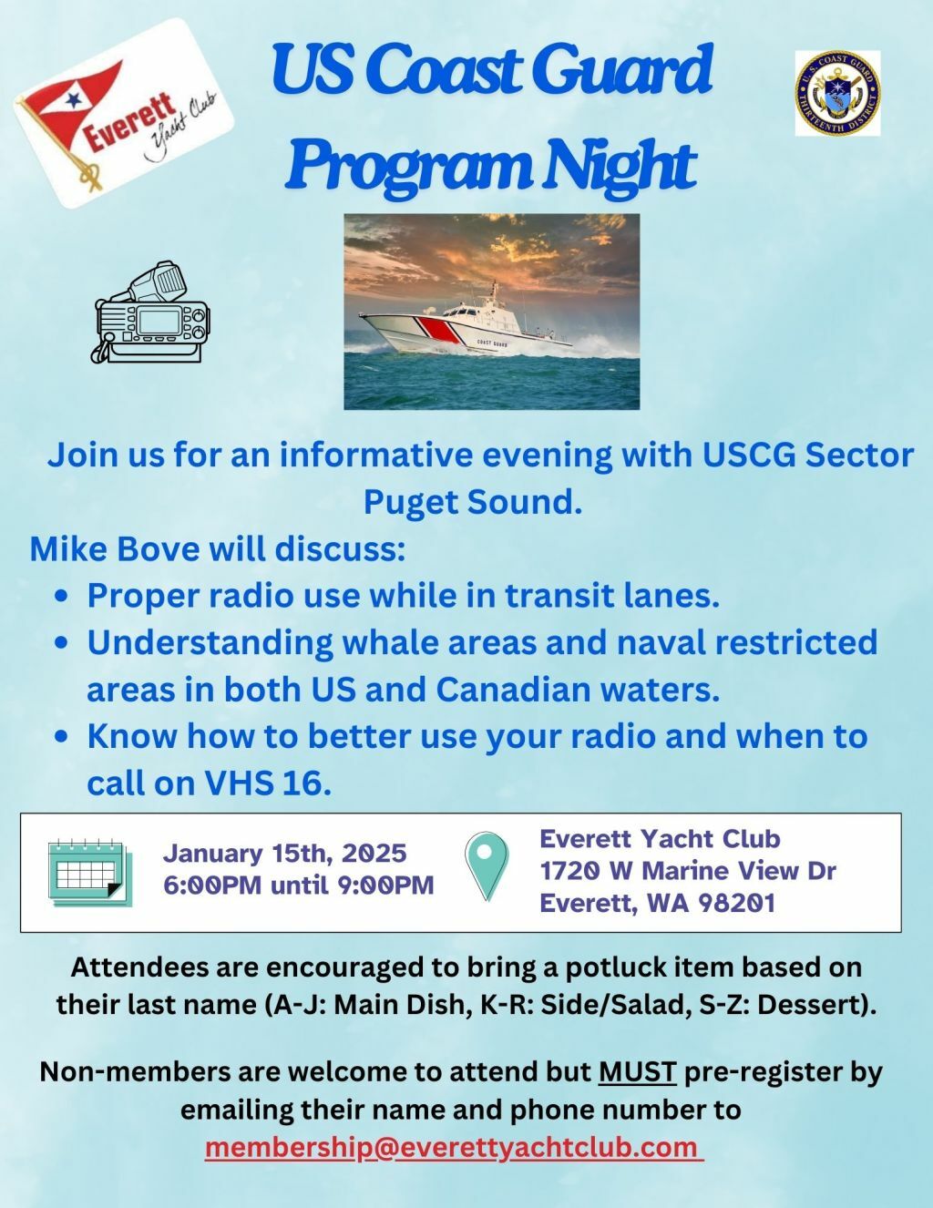 Program Night - Coast Guard Sector Puget Sound VTS Training - Events ...