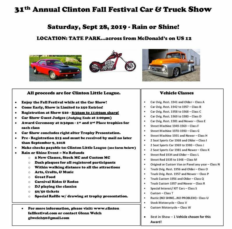 Clinton Fall Fest Car Show - Events - Huron Valley Corvette Club