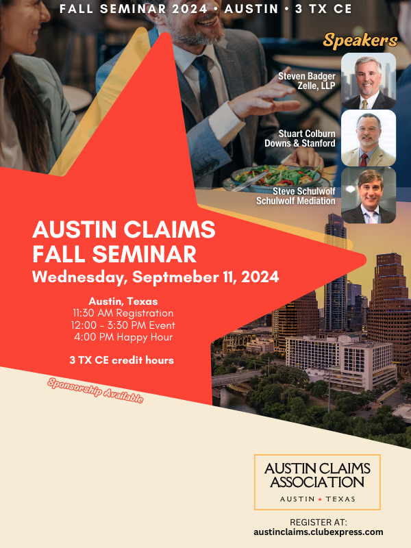 Fall Seminar 3 CE - Events - Austin Claims Association