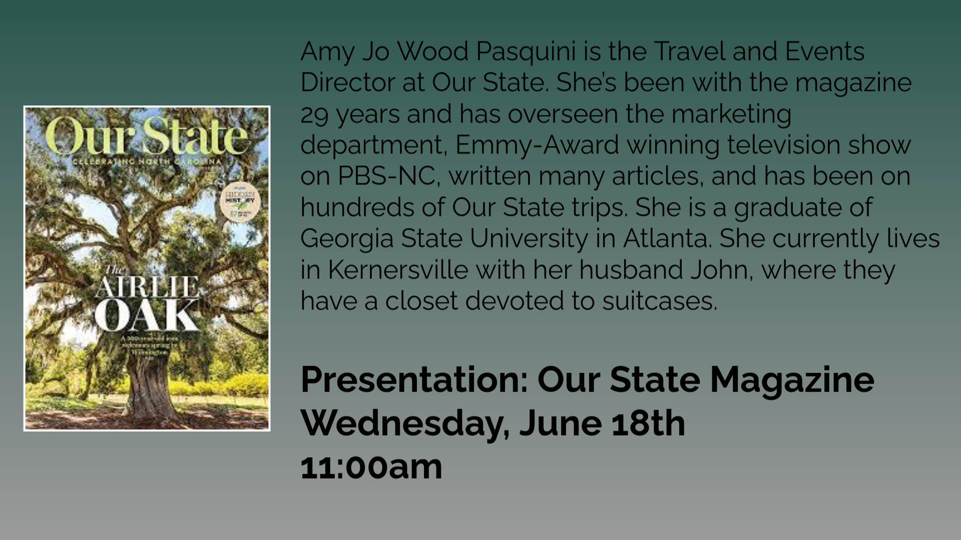 Presentation: Our State Magazine - Events - Carolina Gardens by Del Webb