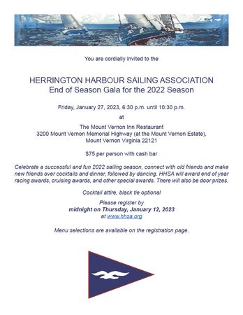 2022 End-of-Season Gala - Events - Herrington Harbour Sailing Association