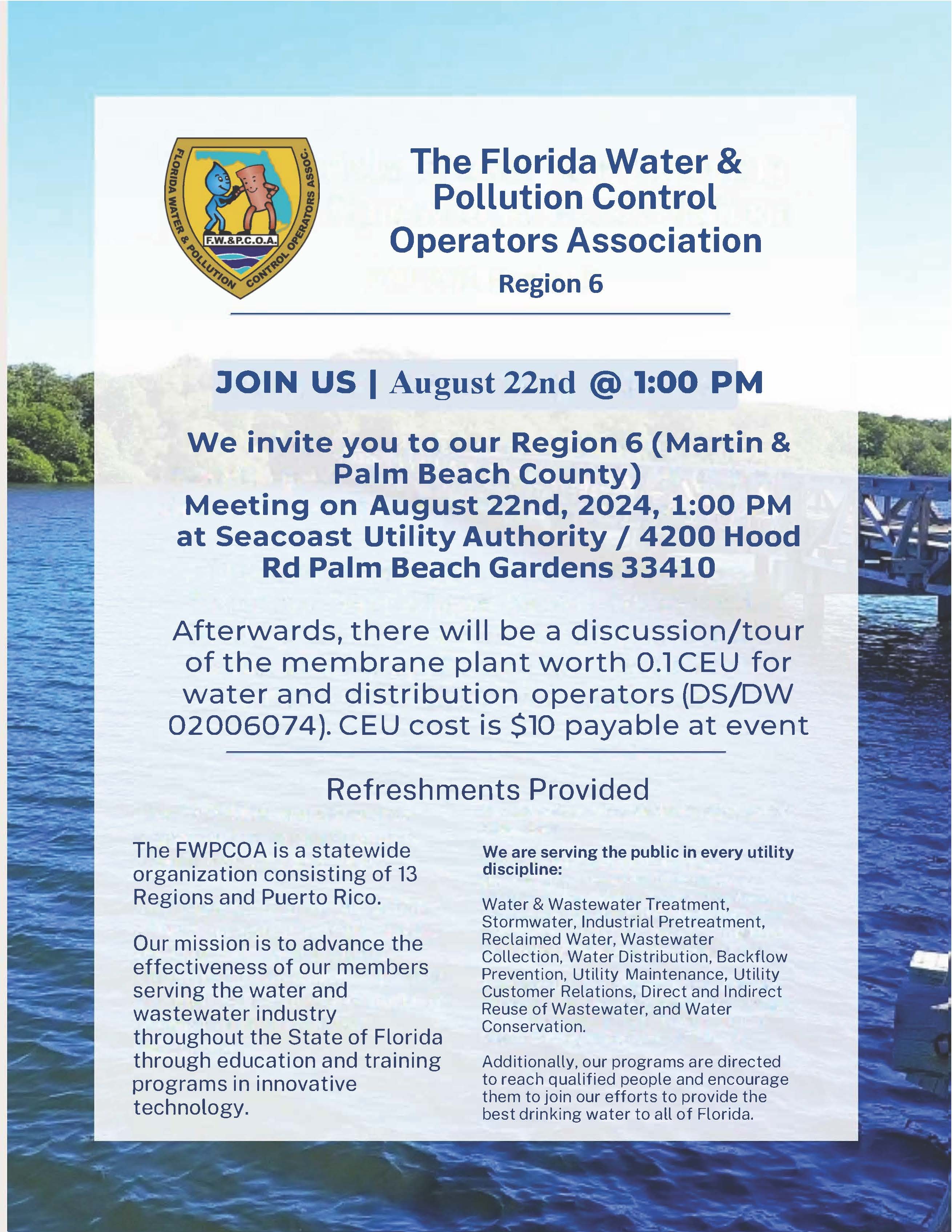 Region 6 - Membership Meeting and CEU Training - Events - Florida Water ...